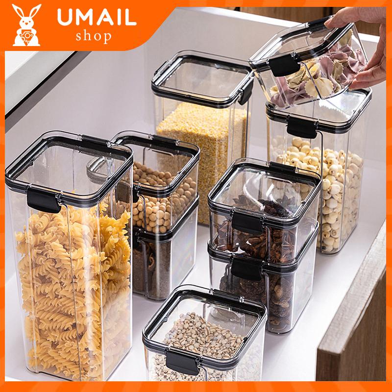 UMAILโถโฮลเกรน, ที่เก็บของในครัว, กล่องพลาสติกใสเกรดอาหาร, ขนมขบเคี้ยว ...
