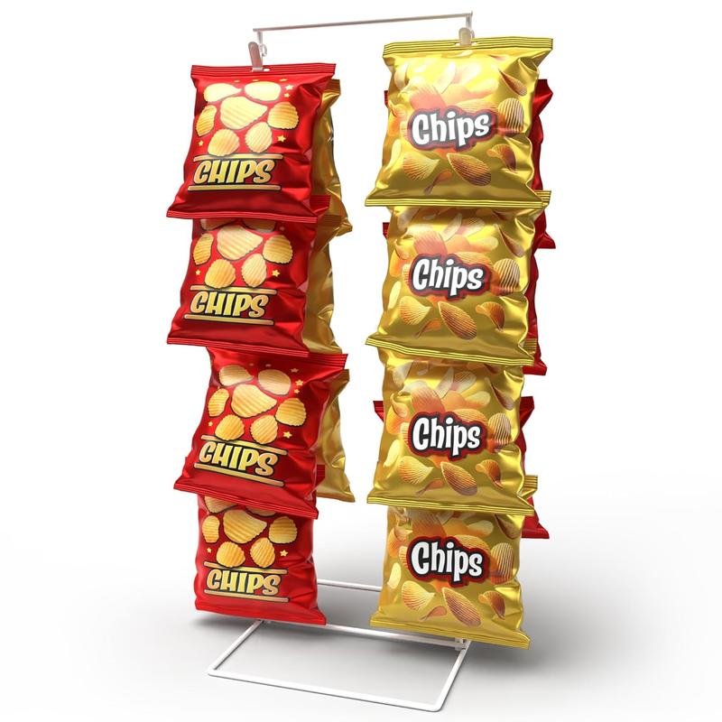 Potato Chip Rack with 26 Clips, 2-Row Chip Stand for Party, Countertop ...