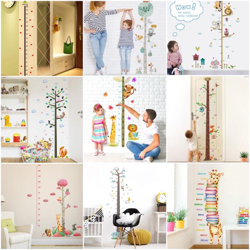 Creative Multicolor Height Measure Wall Sticker Cartoon Pattern ...