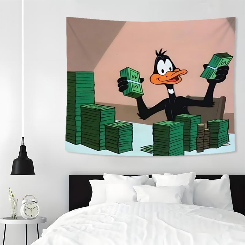 Decor Cartoon Duck & Cash Pattern Tapestry Decoration, 1 Count Casual ...