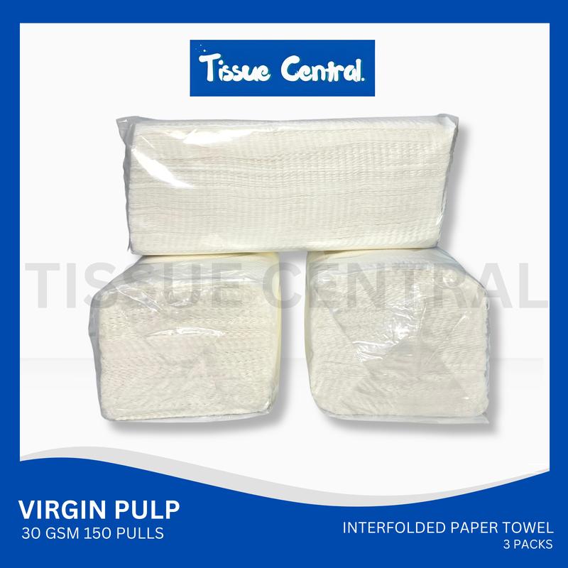 [3 PACKS]️️️ Interfolded Paper Towel 150 pulls VIRGIN PULP (Paper ...