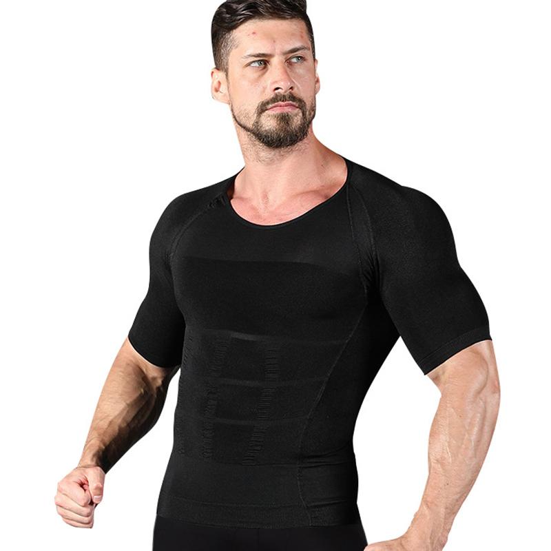Men Body Toning T-Shirt Slimming Body Shaper Corrective Posture Belly ...
