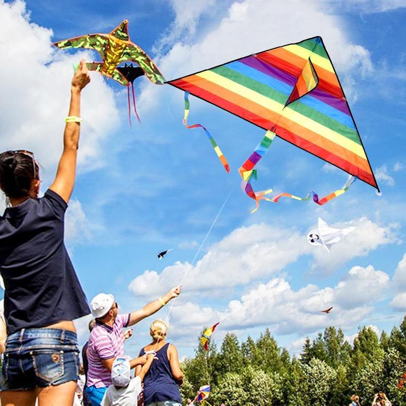 1PC Cartoon Rainbow Kite Color Striped Children's Triangle Kite ...