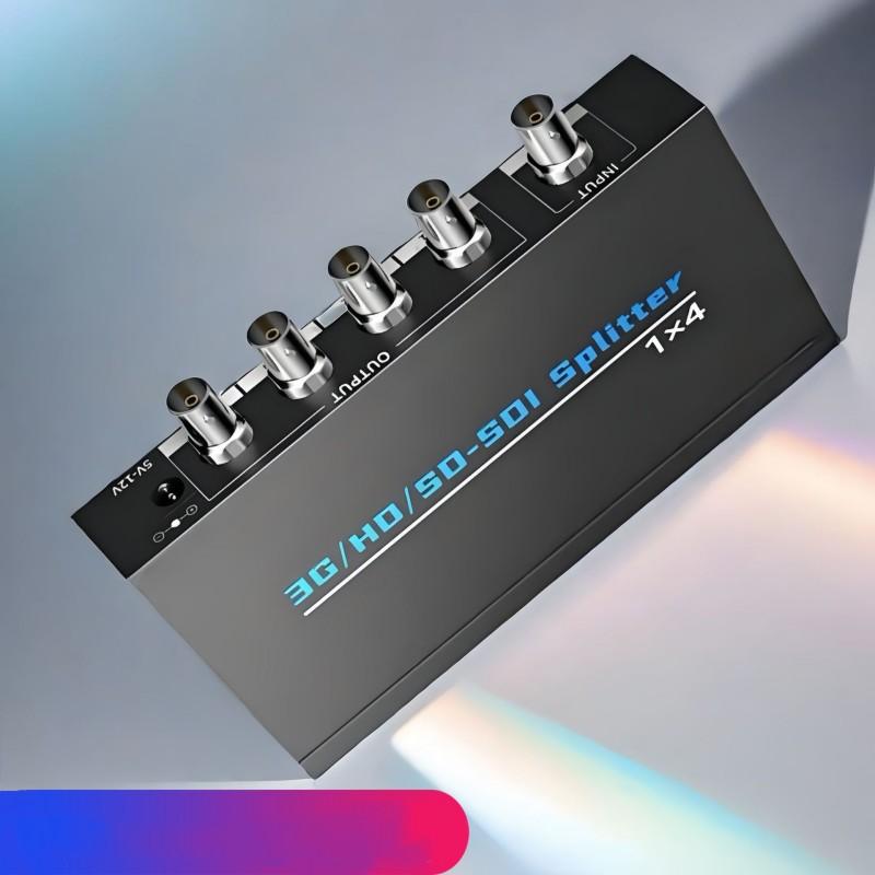 3G/HD/SD SDI Splitter 1X4 SDI Repeater Extender with Power Adapter ...