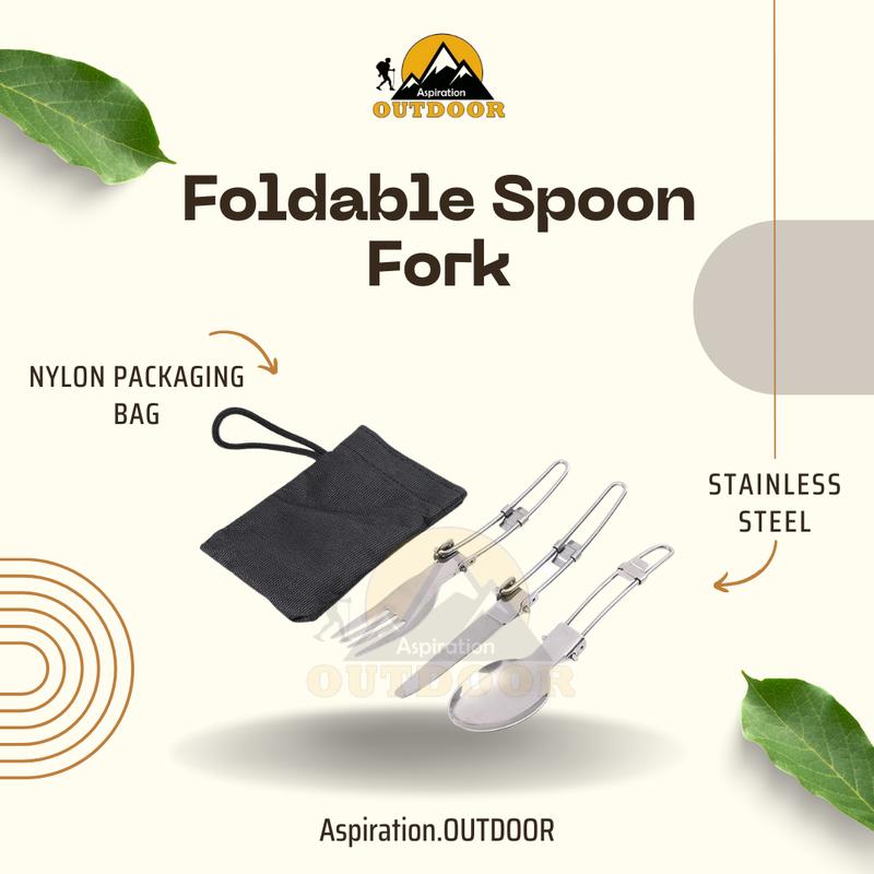 Ready Stock Foldable Spoon Fork Stainless Steel Camping Spoo - TikTok ...