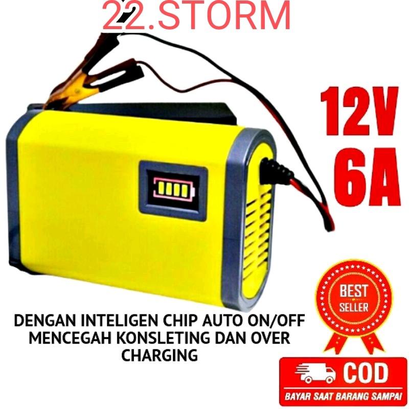 Charger Aki 12 Volt 6A Mobil Motor Otomatis Cas Accu 6 Amper - Shop ...