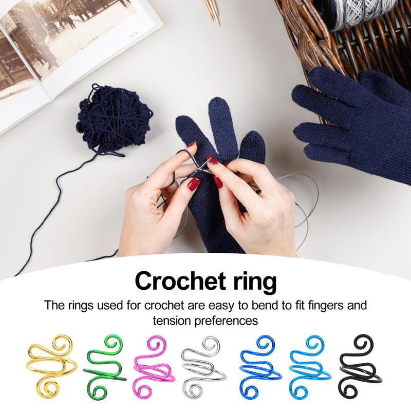 ternalade- Yarn Holder Ring Aluminum Crochet Ring Adjustable Crochet ...
