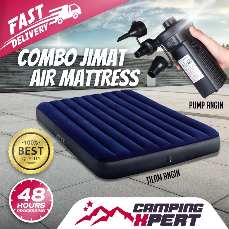 CAMPINGXPERT KOMBO SET JIMAT Tilam Angin Intex + Pam Angin Cordless ...