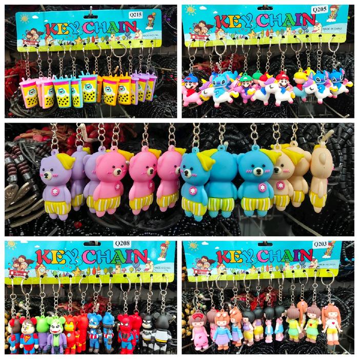 Jual Gantungan Kunci / Tas Bahan Karet Cemen Banyak Motif Lusinan Isi ...