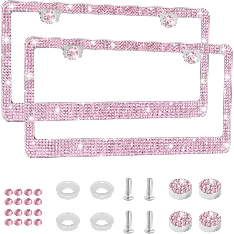 Bling License Plate Frame for Women, 2Pack Rhinestone Handcrafted ...
