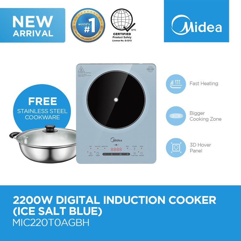 MIDEA 2200W Digital Induction Cooker (Ice Salt Blue) - TikTok Shop ...