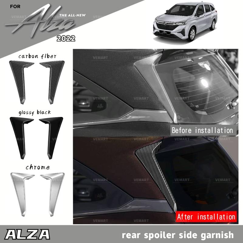 perodua alza 2022 new facelift car spoiler side garnish fram - TikTok ...