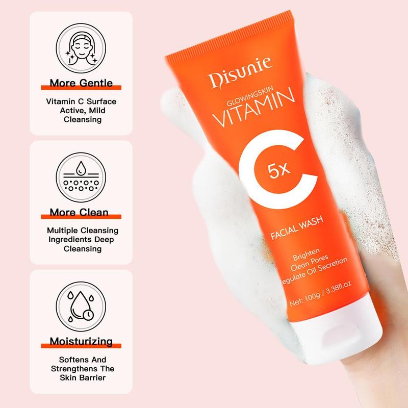 Disunie 5xVitaminC Brightening Facial Cleanser&Foaming Face Wash for ...