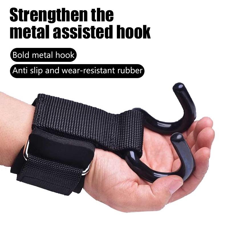 2pcs Weight Lifting Hooks Hand-Bar Wrist Straps Gym Fitness Hook ...