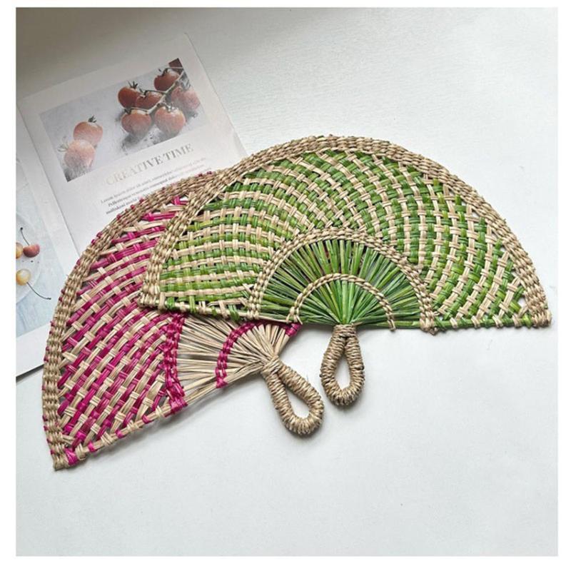 Straw Handheld fan Lightweight Grass Handmade Straw fan Handwoven ...