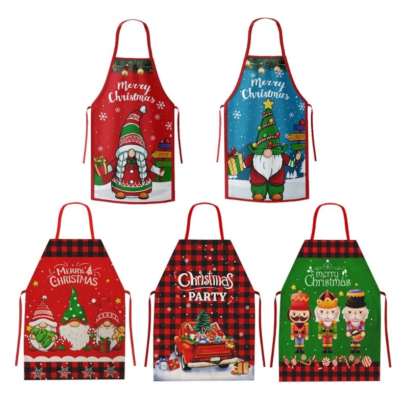 Cartoon Santa Pattern Kitchen Apron 50x70cm Sleeveless Cotto - TikTok ...