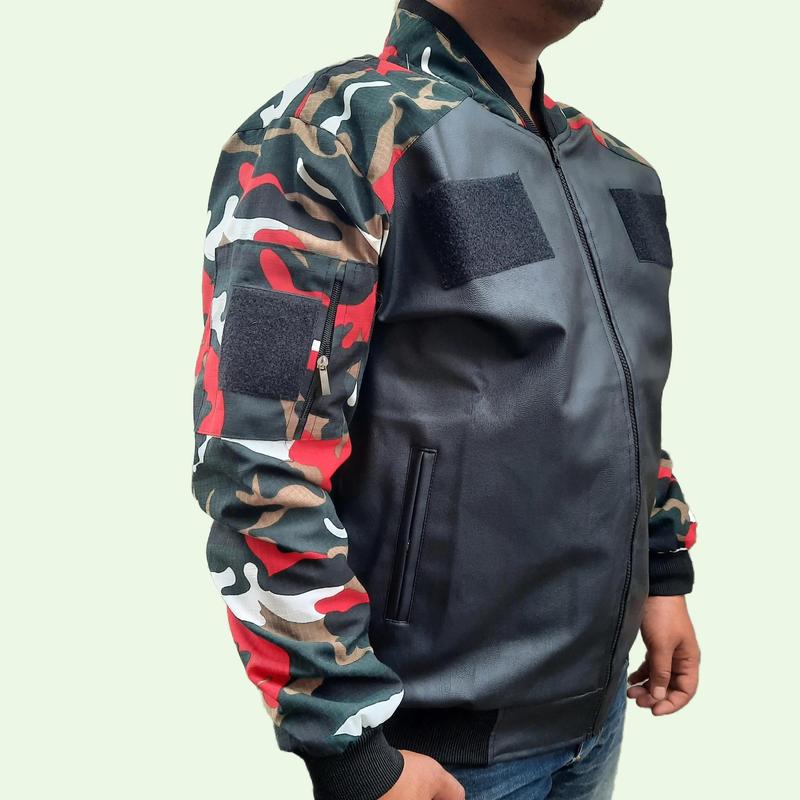 jaket bomber loreng laskar merah putih Kerah Kombinasi Kulit - Shop ...