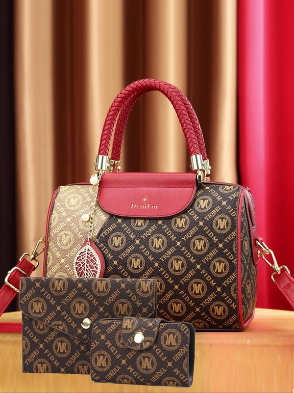 Women's Fashionable Geometric Pattern Boston Bag & Pouch Bag - TikTok Shop