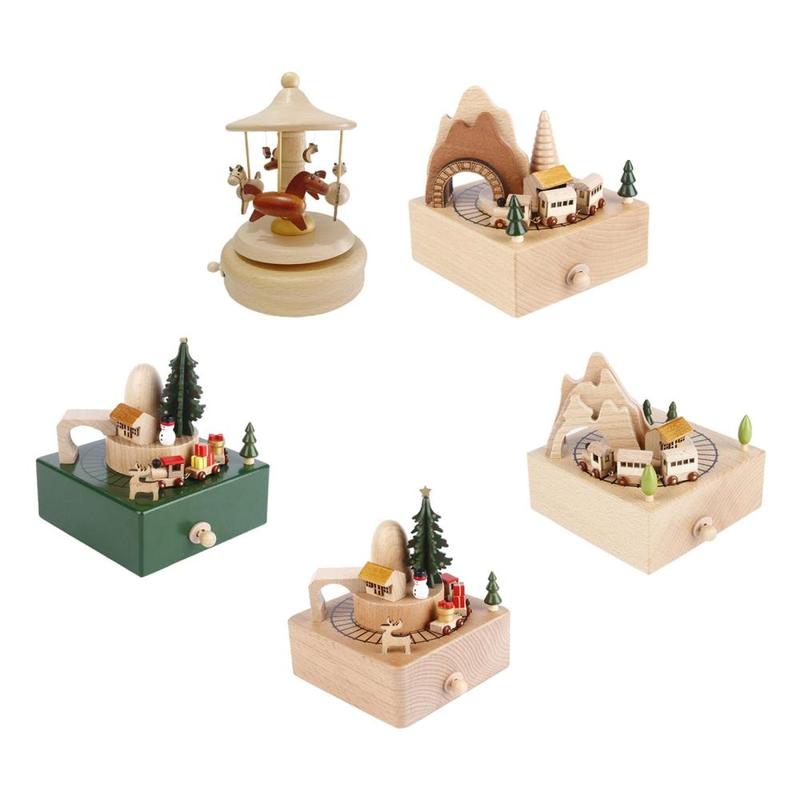 Wooden Classical Wind up Musical Boxes Play Melody for Kids Family ...