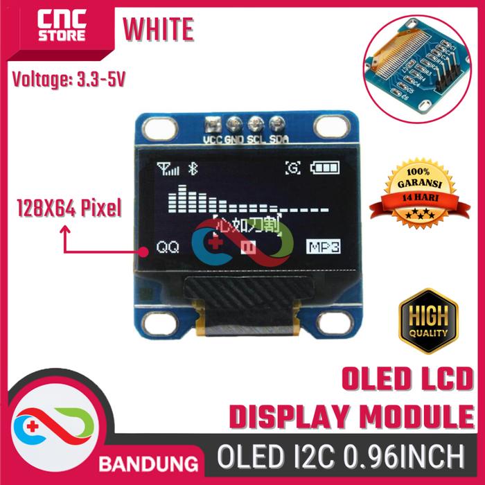 Jual OLED Display 0.96 Inch I2C 128×64 – Layar OLED Putih / Biru ...
