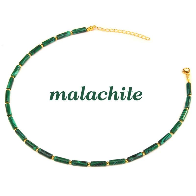 Bracelets，Kalung Batu Malachite, Warna Hijau, Manik Tiub Silinder ...