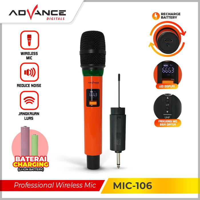 Jual Mic Wireless Single Advance Mic 106 / Mic 103 PRO Profesional ...