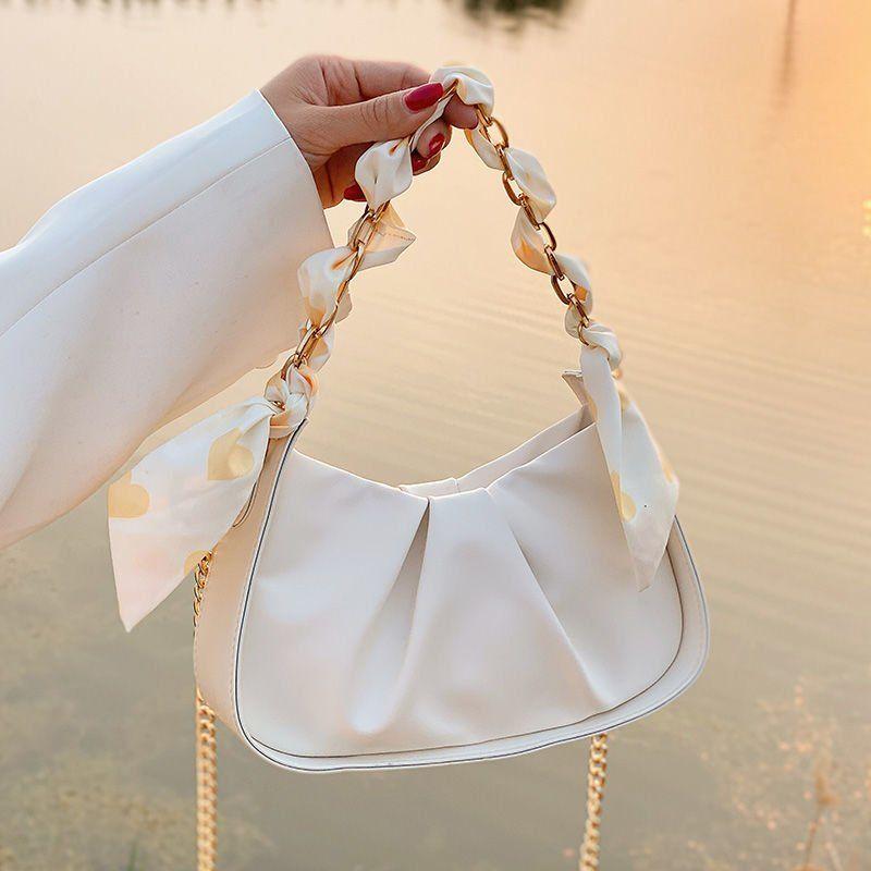 Beg Putih, Rantai, Niche Super Popular, Beg Ketiak Wanita, Mewah ...