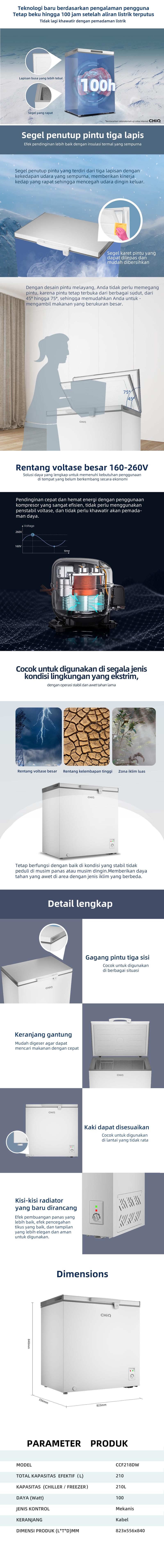 CHiQ Chest Freezer CCF 218DW [210 LITER] - Shop | Tokopedia