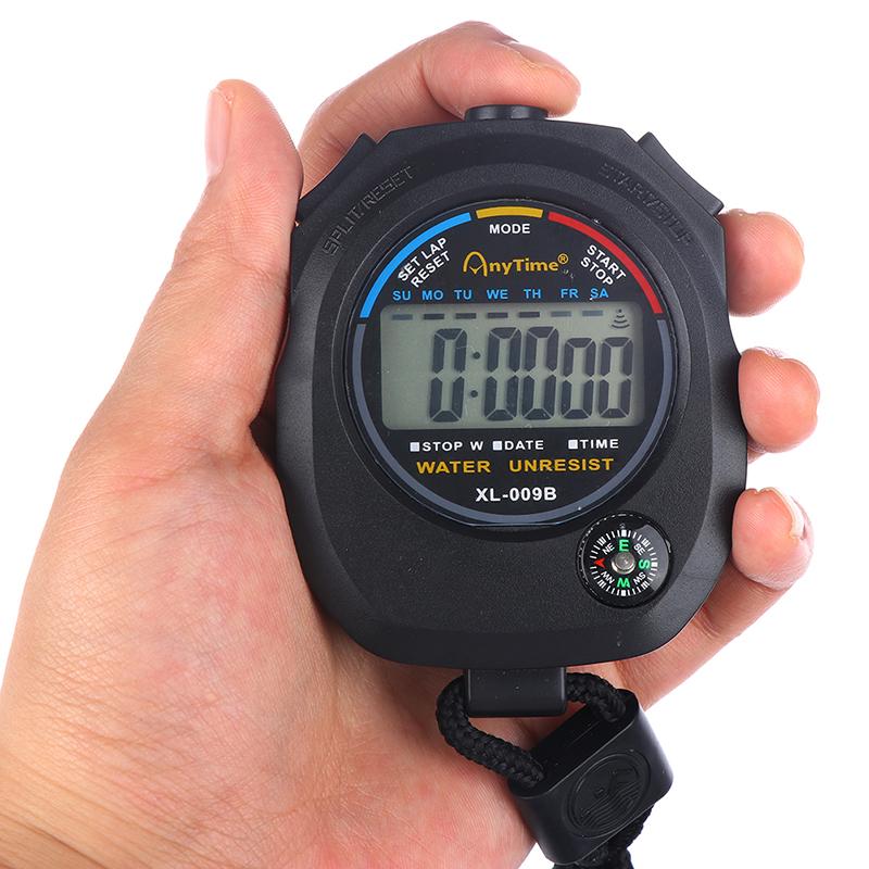 Jam randik Chronograph LCD Digital, Kalis Air, dengan Tali, Fungsi ...