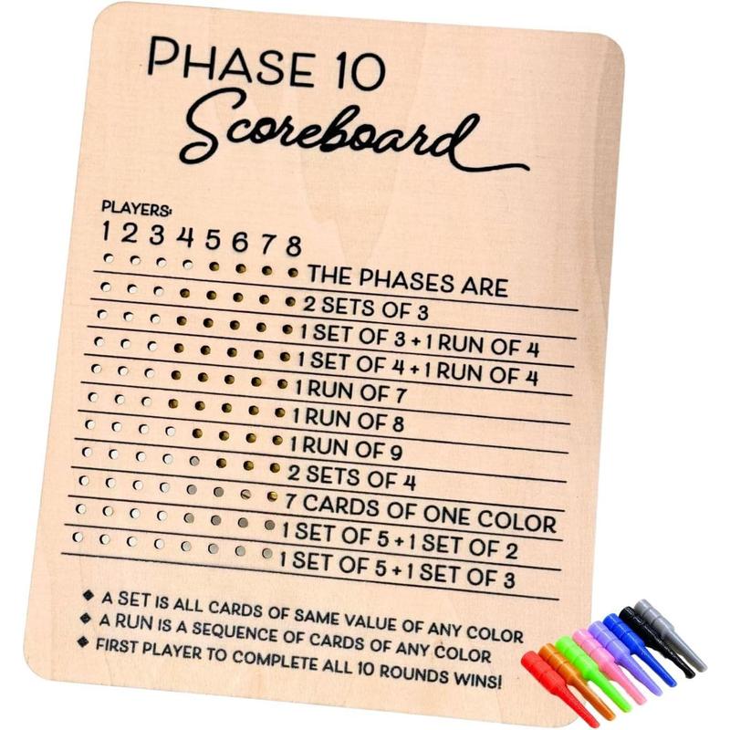 Phase 10 Score Board, 2025 Wooden Phase 10 Scoreboard with - TikTok Shop