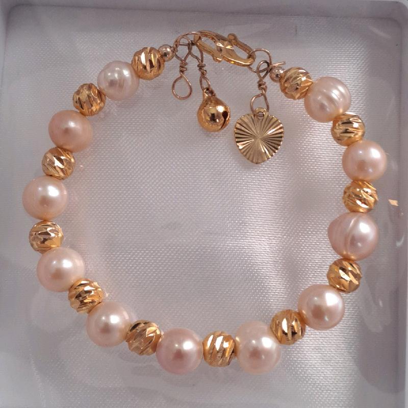 Gelang Tangan Mutiara Asli Peach Color Mix Bebola Suasa Ikat - TikTok ...