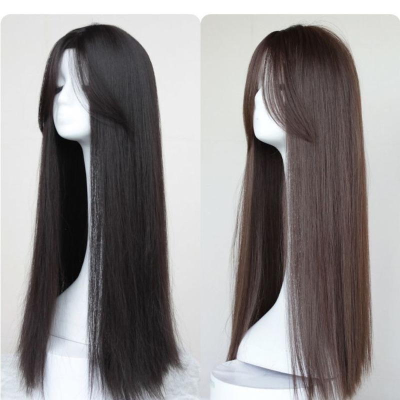 Wig Women's Long Hair Eight-Word Bangs Fluffy Natural round Face ...