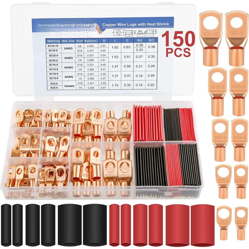 150 count Ends, Copper Wire Lugs Assortment Kit AWG 2 4 6 - TikTok Shop