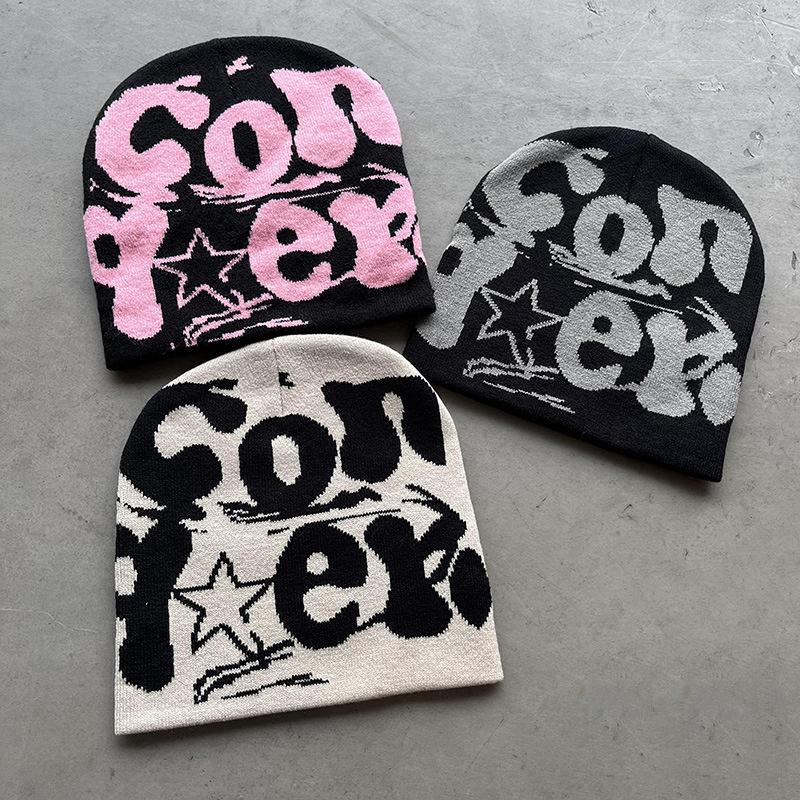Topi Rajutan Akrilik Bulu, Gaya Y2K Vintaj, Beanie Wanita, Beanies ...