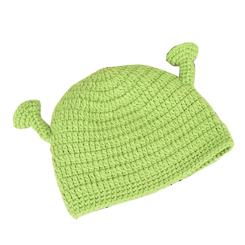 Balaclava bulu raksasa Shrek uniseks, topi rajutan musim sejuk ...