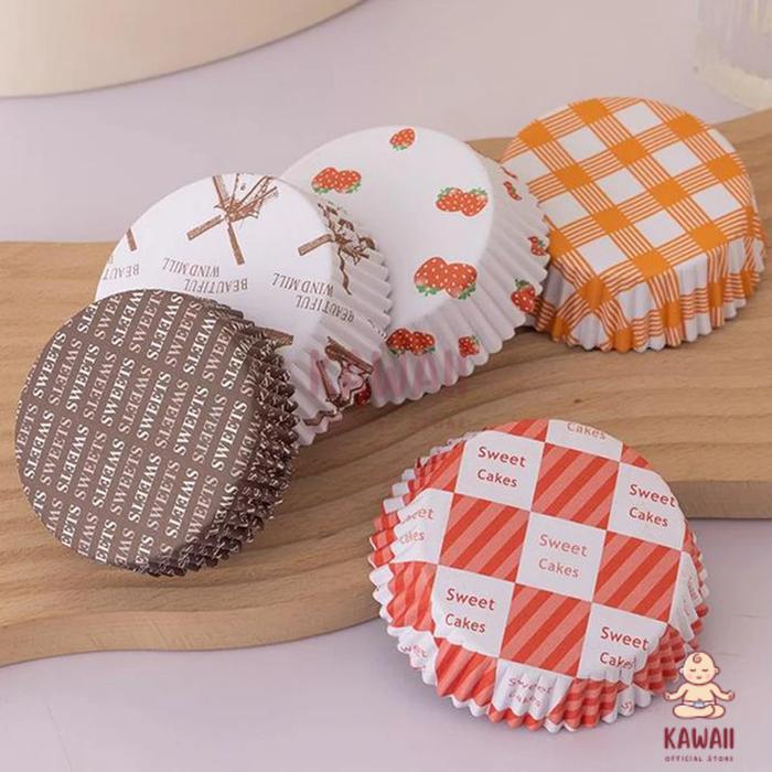 Jual KS Paper Cup Case Roti Bulat Motif Kincir Strawberry Laminating ...