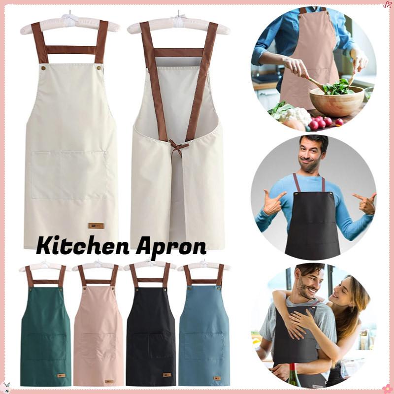 Apron Memasak Apron Kalis Minyak Dengan Poket Depan Tanpa Lengan Kedai ...