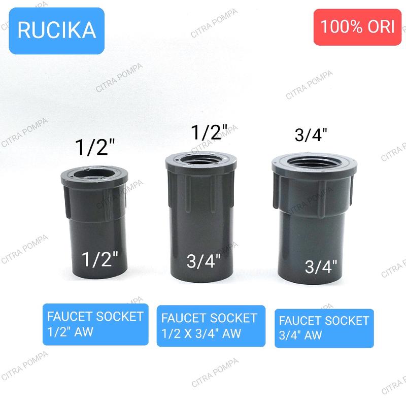 RUCIKA 1/2 , 3/4 AW /SDD /SOCK DRAT DALAM / FAUCET SOCKET 1/ - Shop ...