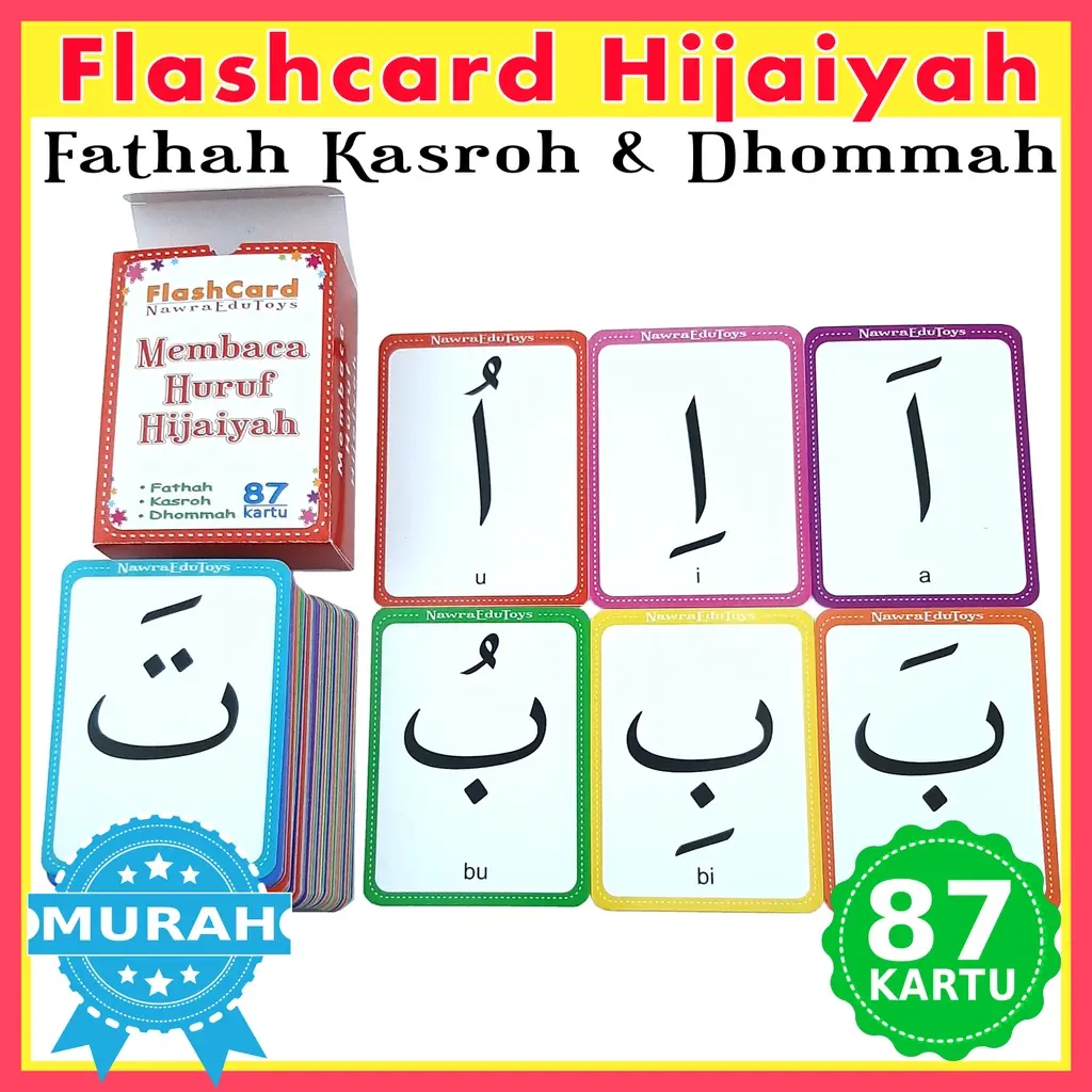 Flashcard Membaca Huruf HIJAIYAH DENGAN HAROKAT, Flash Card, Kartu ...