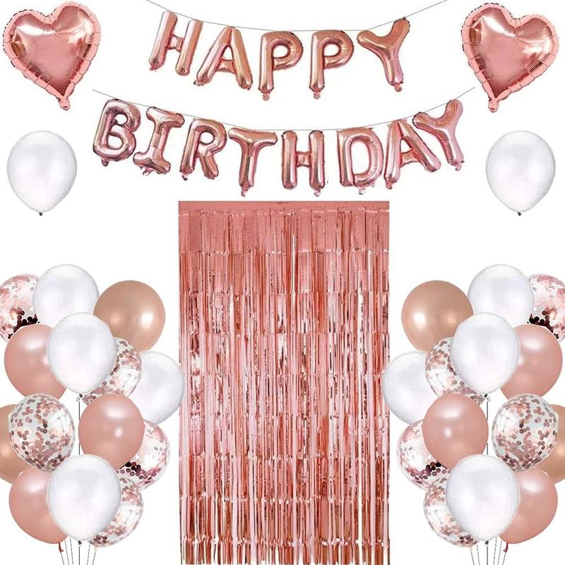 Rose Birthday Party Decorations Set with Rose Happy Birthday - TikTok Shop
