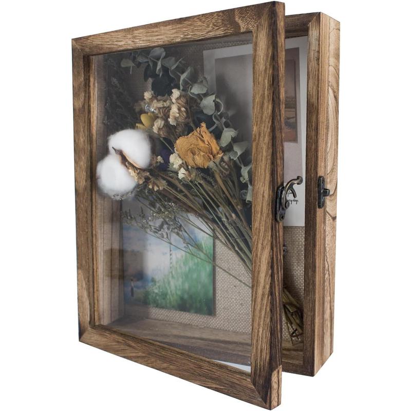 Shadow Box Frame 8x10 Display Case with Linen , Real Glass Window ...