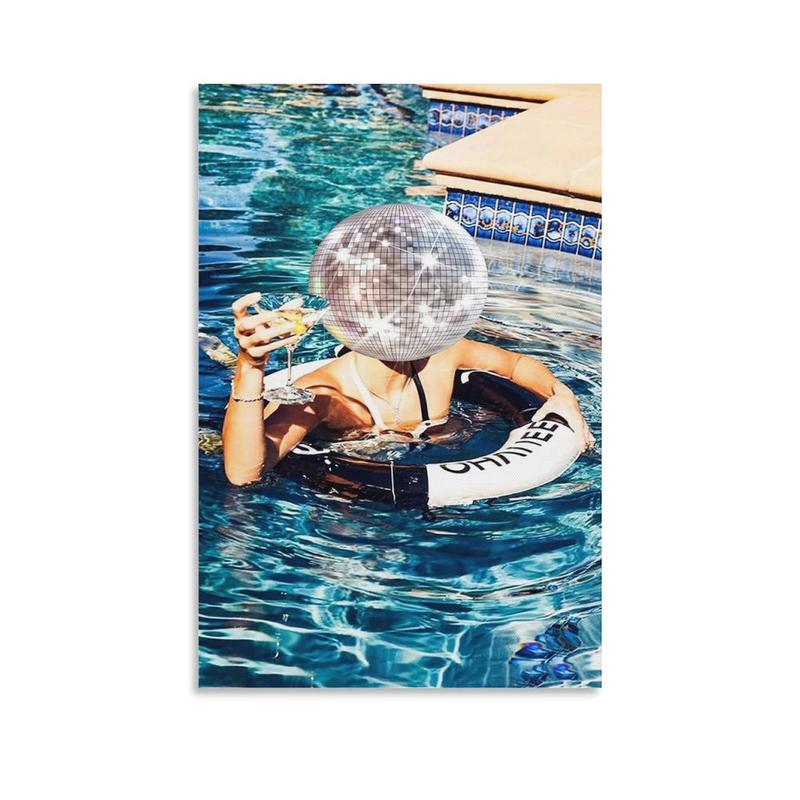 Funky room Cocktails Summer pool decor Canvas Wall Poster Ar - TikTok Shop