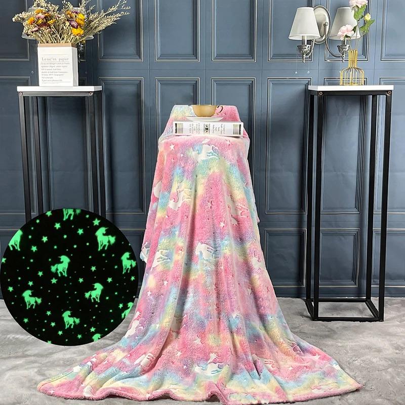 Luminous Glow Blanket Stars Coral Blankets Children's Fluorescent ...