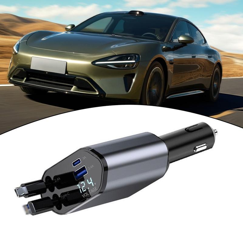 4 in 1 Fast Car Phone Charger 120W With Cable Retractable Car Charger ...