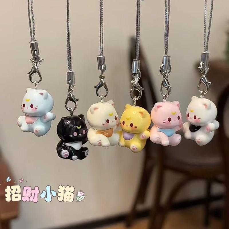 Rantai Telefon Kucing Kartun, Rantai Kunci Resin Comel Keychain ...
