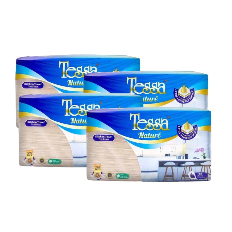 Tissue Tessa - 4 pack Nature Kitchen Towel Interfold 150s Unbleach ...