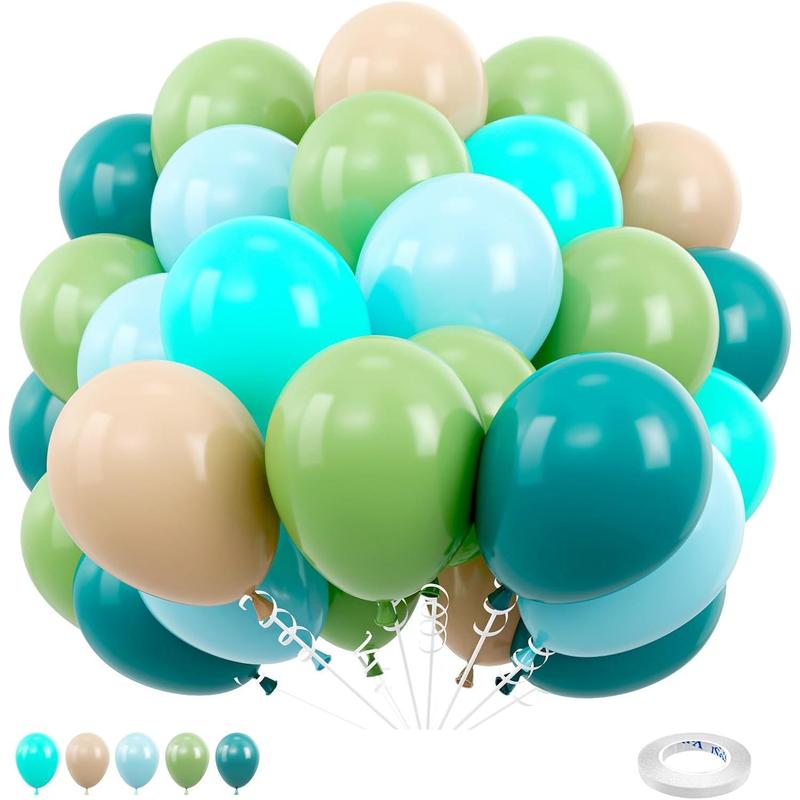 Dusty Blue and Green Balloons, 80 count 12 Inch Retro Avocado Green Sea ...