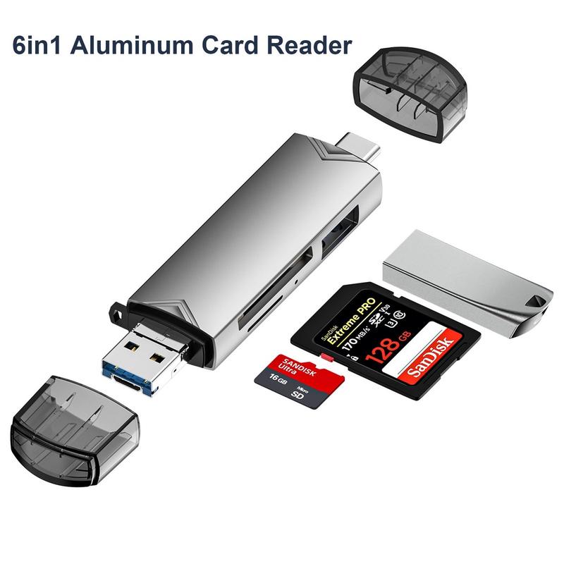 Pembaca Kad, USB3.0 2.0, Jenis-c dan USB Mikro, Serasi dengan Telefon ...