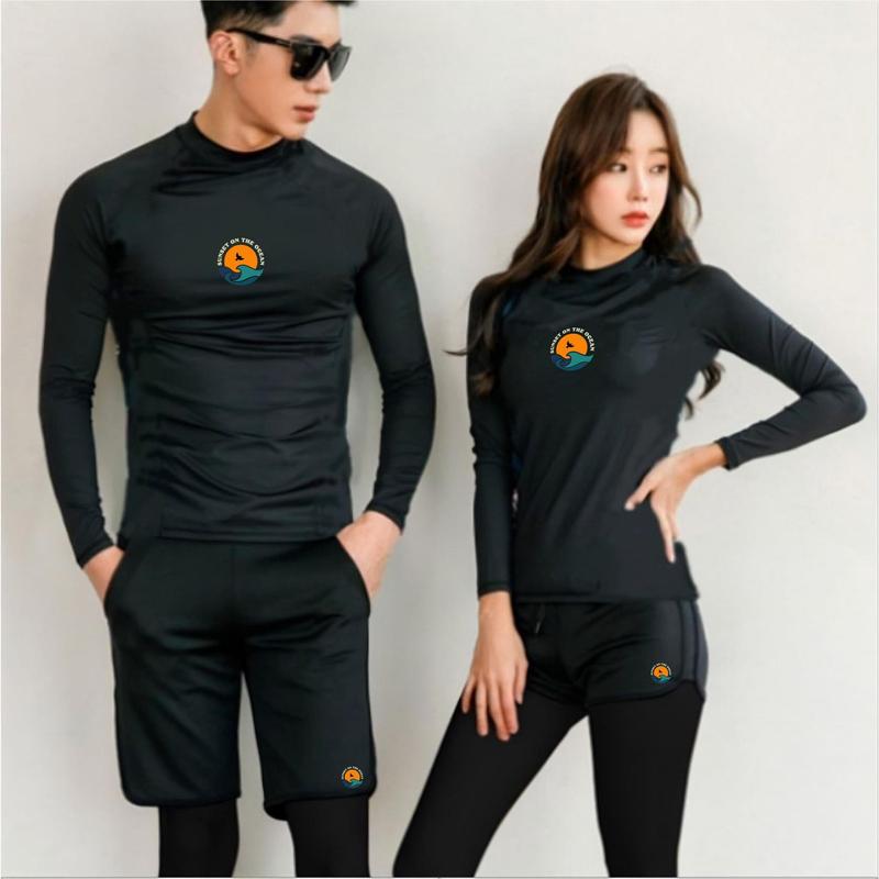 Black Summer Terno Rash Guard With Summer Prints Unisex - Cotton ...