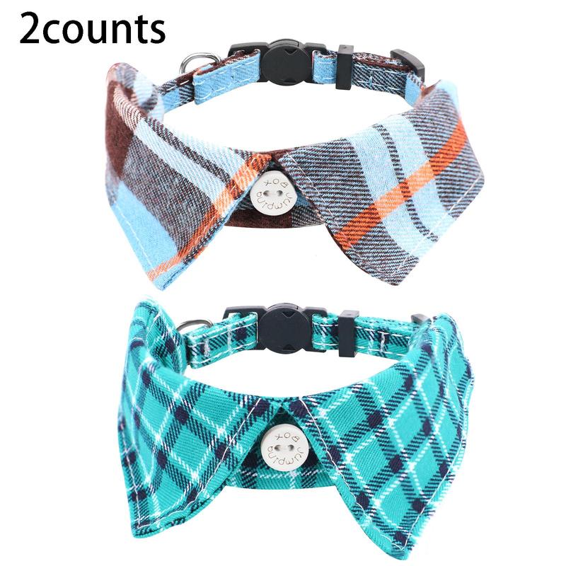 Plaid Cat Collar, 1 Pair Cute Pet Collar with Buckle, Soft Detachable ...